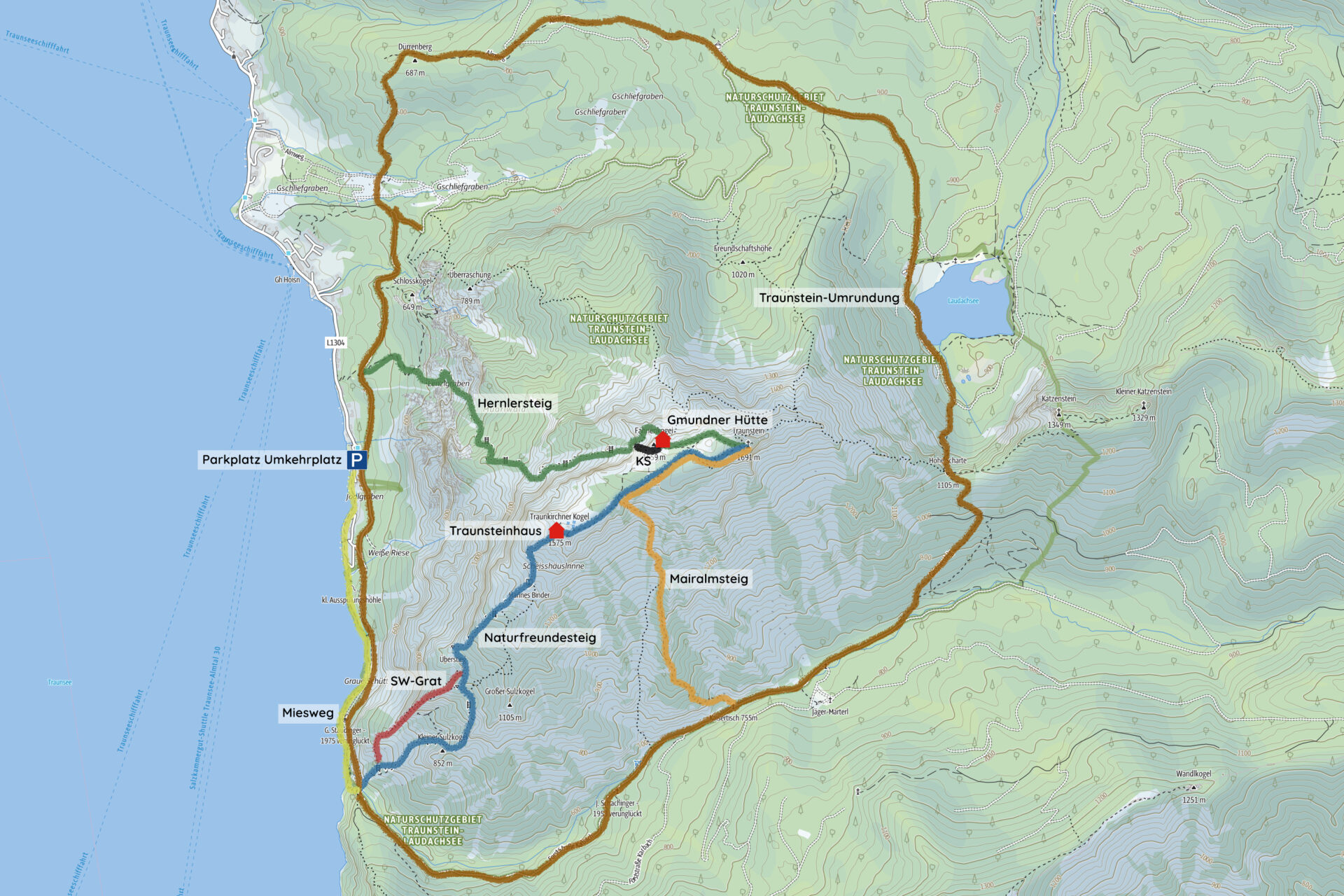 Wandern am Traunstein (1.691 m): Alle Steige und Hütten